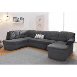 Wohnlandschaft DOMO collection "SARAFINA 295x83x180 cm, auch mit Federkern f&uuml;r mehr Sitzkomfort", grau (anthrazit), B:295cm H:83cm T:180cm, Luxus-Microfaser (92% Polyester, 8% Nylon);Microfaser PRIMABELLE (100% Polyester);Microfaser PRIMABELLE (100% Polyester) / Struktur (90% Polyester; 10% Polyacryl), Sofas, Wohnlandschaft, whlw. mit Bettfunktion, elegantes Design, U-Form
