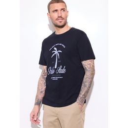 Street One MEN Herren T-Shirtschwarz ink blau, Gr. XL, bedruckt, Web, 100% Baumwolle, Shirts, mit Rundhalsausschnitt