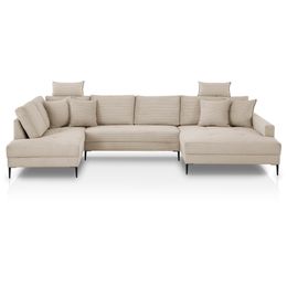 Wohnlandschaft TRENDS BY HG "Summer", b800 zoom 1 cream, B:360cm H:86cm T:195,5cm, Sofas, Wohnlandschaft, in Cord-Stoff mit Metallfu&szlig;