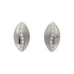 Paar Ohrstecker TITANIA "Titanohrstecker", grau (titanfarben), Ohrringe, Damen, Titan, mit Zirkonia