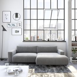 Ecksofa Musterring "LUCIA zeitlos, bequem, sch&ouml;ne Detailverarbeitung Breite 296cm, L-Form", silber (silber samt), B:296cm H:81cm T:190cm, Flachgewebe VALMONT (60% Baumwolle/40% Leinen);Leder PURO, pigmentiertes Leder;Microfaser CRONA (100% Polyester);Flachgewebe FLORIS (100% Polyester);Leder BAX, pigmentiertes Leder, Sofas, Ecksofa