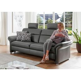 3-Sitzer DIE PLANBAR "PN-EM16031, Breite 228 cm, mit Kopfst&uuml;tzen", grau, B:228cm H:119cm T:92cm, Sofas, wahlweise mit Relaxauszug