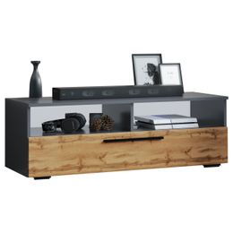 Wohnzimmertisch Vcm "Holz TV Lowboard M&ouml;bel Fernsehschrank Arila XL", braun (anthrazit, honig, eiche), B:115cm T:40cm, Regale, TV-Board