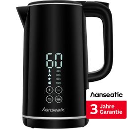 Hanseatic Wasserkocher "HWK172200DBD, mit Temperaturvorwahl", schwarz, B:22cm H:28cm T:15cm, Wasserkocher, inkl. 3 Jahre Herstellergarantie