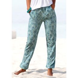 Jerseyhose Vivance "aus bequemer Viskose", Damen, Gr. 34, N-Gr, gr&uuml;n (gr&uuml;n, bedruckt), Jersey, Obermaterial: 100% Viskose, gebl&uuml;mt, figurumspielend lang, Hosen Jerseyhose, mit Bl&uuml;mchendruck, elastischer Bund, Strandhose, Sommerhose, Topseller