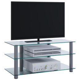 Wohnzimmertisch Vcm "TV M&ouml;bel Sideboard Fernseh Rack Alu Glas Netasa", wei&szlig; (klarglas), B:95cm T:40cm, Regale