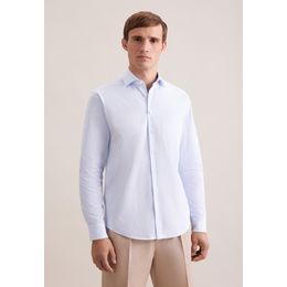Businesshemd Seidensticker, Herren, Gr. L (41), normale &Auml;rmell&auml;ngen, blau, 100% Baumwolle, gestreift, regular fit, 2-Knopf-Manschette, Hemden, Regular 1/1 Kentkragen Gestreift