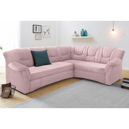 Ecksofa DOMO collection "SARAFINA 240x190 cm, auch mit Federkern f&uuml;r mehr Sitzkomfort", rosa (flamingo), B:240cm H:83cm T:190cm, Microfaser PRIMABELLE (100% Polyester) / Struktur (90% Polyester; 10% Polyacryl);Luxus-Microfaser (92% Polyester, 8% Nylon);Microfaser PRIMABELLE (100% Polyester), Sofas, Ecksofa, whlw. mit Bettfunktion, elegantes Design, L-Form