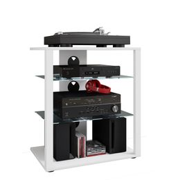 Wohnzimmertisch Vcm "Hifi M&ouml;bel Rack Alu Glas Phono Mediaregal Folas", wei&szlig;, B:60cm T:41cm, Regale, TVRack