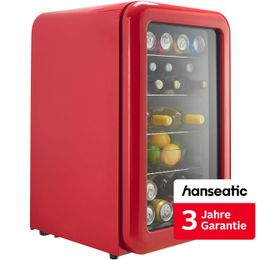 Hanseatic Getr&auml;nkek&uuml;hlschrank "HBC115ERRH red", Energieeffizienz: E (A-G), silber (rot), B:55cm H:83,5cm T:55,5cm, K&uuml;hlschr&auml;nke, inkl. 3 Jahre Herstellergarantie