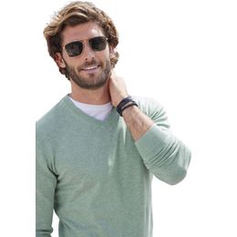 H.I.S. Strickpullover H.I.S, Herren, Gr. L (52/54), gr&uuml;n (mint, meliert), Feinstrick, Obermaterial: 60% Baumwolle, 40% Polyester, meliert, Basic, regular fit normal, V-Ausschnitt, Strickb&uuml;ndchen, Pullover Strickpullover, mit V-Ausschnitt, Pullover aus Feinstrick, Baumwollmischung