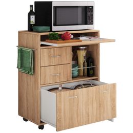 K&uuml;chenbuffet Vcm "K&uuml;chenwagen Servierwagen Rollwagen Rollen Kicha", braun (sonoma, eiche), B:70cm T:40cm, Obermaterial: 100% Holz Wood., Rollwagen, Rollwagen K&uuml;chenwagen