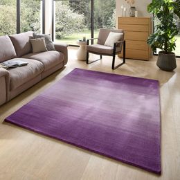 Wollteppich Theko "Wool Comfort", lila, B:60cm H:15mm L:90cm, Schurwolle, Teppiche, Handweb Teppich, reine Wolle, handgewebt, brilliante Farben, Scandi