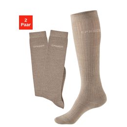 Kniestr&uuml;mpfe Copenhagen Studios, Damen, Gr. 43-46, 2x beige meliert, Wolle, meliert, elastisch, Socken Kniestr&uuml;mpfe, mit weicher w&auml;rmender Wolle