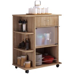 K&uuml;chenbuffet Vcm "K&uuml;chenwagen Servierwagen Rollwagen Rollen Pocis", braun (sonoma, eiche), B:65cm T:39cm, Obermaterial: 100% Holz Wood., Rollwagen