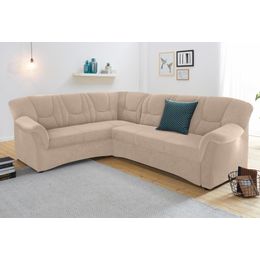 Ecksofa DOMO collection "SARAFINA 240x190 cm, auch mit Federkern f&uuml;r mehr Sitzkomfort", beige (natur), B:240cm H:83cm T:190cm, Microfaser PRIMABELLE (100% Polyester) / Struktur (90% Polyester; 10% Polyacryl);Luxus-Microfaser (92% Polyester, 8% Nylon);Microfaser PRIMABELLE (100% Polyester), Sofas, Ecksofa, whlw. mit Bettfunktion, elegantes Design, L-Form