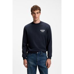 Sweatshirt Hugo "Nespon", Herren, Gr. L, blau (dunkelblau405), Sweatware, Obermaterial: 100% Baumwolle, unifarben, regular fit normal, Rundhals, B&uuml;ndchen, Sweatshirts Sweatshirt, Rundhalsausschnitt, Regular Fit, reine Baumwolle
