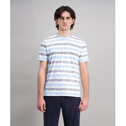 T-Shirt "RH T-Shirt Ringel slub yarn", Jungen, Gr. L, azur, Jersey, Obermaterial: 100% Baumwolle, Pioneer Authentic Jeans, gestreift, regular fit normal, Rundhals, gerader Abschluss, Shirts T-Shirt, mit Streifen Muster