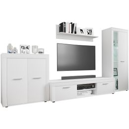 Wohnzimmertisch Vcm "4 tlg Schrankwand M&ouml;bel Set Wohnwand Usilo XL", wei&szlig;, B:300cm T:37cm, Kastenm&ouml;bel-Sets