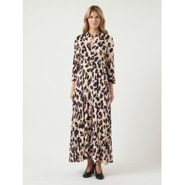 Hemdblusenkleid Y.A.S "YASSAVANNA LONG SHIRT DRESS", Damen, Gr. L, N-Gr, bunt (mellow rose aop liro print), Web, Obermaterial: 100% Viskose, relaxed fit lang, V-Ausschnitt, Kleider, Viskose, loose fit