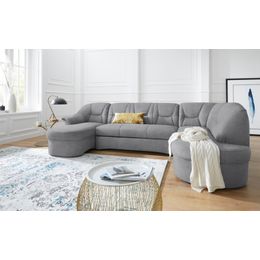 Wohnlandschaft DOMO collection "SARAFINA 295x83x180 cm, auch mit Federkern f&uuml;r mehr Sitzkomfort", grau, B:295cm H:83cm T:180cm, Luxus-Microfaser (92% Polyester, 8% Nylon);Microfaser PRIMABELLE (100% Polyester);Microfaser PRIMABELLE (100% Polyester) / Struktur (90% Polyester; 10% Polyacryl), Sofas, Wohnlandschaft, whlw. mit Bettfunktion, elegantes Design, U-Form