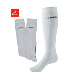 Kniestr&uuml;mpfe Copenhagen Studios, Damen, Gr. 39-42, 2x grau meliert, Wolle, meliert, elastisch, Socken Kniestr&uuml;mpfe, mit weicher w&auml;rmender Wolle