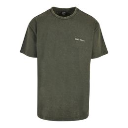 T-Shirt Urban Classics "Urban Classics Herren Oversized Small Embroidery Tee", Jungen, Gr. L, bottlegr&uuml;n, 100% Baumwolle, unifarben, oversize, Rundhals, Shirts T-Shirt