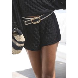 Strandshorts French Connection "aus luftigem, leicht transparentem Strick", Damen, Gr. 34, N-Gr, schwarz, Strick, Obermaterial: 50% Baumwolle, 50% Polyacryl, unifarben, figurumspielend kurz, Hosen Strandshorts, Sommerhose, leichte Sommershorts, bequem, modisch