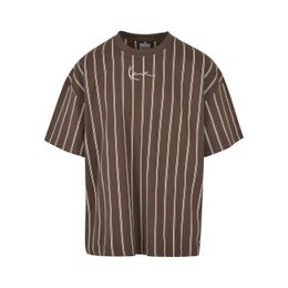 Kurzarmshirt Karl Kani "Karl Kani Herren", Jungen, Gr. S, braun, 100% Baumwolle, gestreift, oversize, Rundhals, Shirts