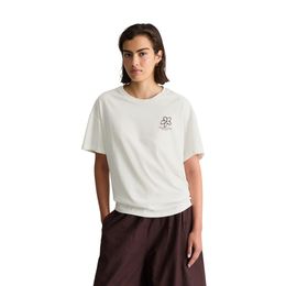 Marc O'Polo T-Shirt MARC O'POLO DENIM "aus Basic Single Jersey", Damen, Gr. L, wei&szlig; (silky wei&szlig;), Obermaterial: 100% Baumwolle, unifarben, Basic, relaxed fit, Rundhals, normaler Saum, Shirts T-Shirt