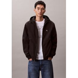 Blouson Calvin Klein Jeans, Herren, Gr. M, schwarz, Web, Obermaterial: 100% Polyester, unifarben, regular fit h&uuml;ftlang, hoch geschlossener Ausschnitt, eingesetzt elastischer Bund, Jacken Blouson, Regular Fit, verstellbare Kapuze