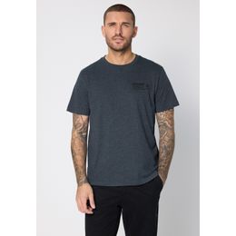 T-Shirt Street One MEN, Jungen, Gr. L (42), nocturnal blau, Web, 60% Baumwolle, 40% Polyester, unifarben, normal normal, Rundhals, abgesteppt, Shirts T-Shirt, in Melange Optik