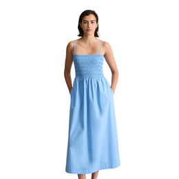 Marc O'Polo Midikleid MARC O'POLO DENIM "aus Papertouch-Popeline", Damen, Gr. L, Normalgr&ouml;&szlig;en, flaxflower blau, Obermaterial: 100% Baumwolle, unifarben, slim fit wadenlang, Kleider Midikleid