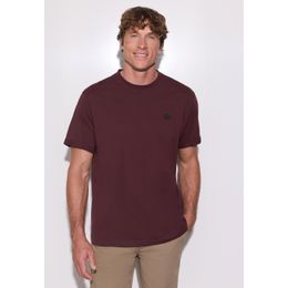 T-Shirt Street One MEN, Jungen, Gr. L (42), rot (burnt crimson rot), Web, 100% Baumwolle, unifarben, regular fit normal, Rundhals, angesetztes B&uuml;ndchen, Shirts T-Shirt, aus reiner Baumwolle