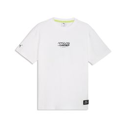 T-Shirt Puma "Puma x ASTON MARTIN ARAMCO F1 TEAM T-Shirt Herren", Jungen, Gr. L, wei&szlig;, Obermaterial: 100% Baumwolle. Rippe: 29% Polyester, 71% Baumwolle, clean, regular fit, Rundhals, Shirts T-Shirt
