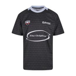 T-Shirt Karl Kani "Karl Kani Karl Kani Sport Monogram Aop Trikot", Jungen, Gr. L, schwarz, lightblau, 100% Polyester, bedruckt, oversize, Rundhals, Shirts T-Shirt