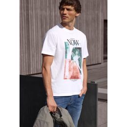 T-Shirt Street One MEN, Jungen, Gr. L (42), wei&szlig; (hellwei&szlig;), Web, 100% Baumwolle, gemustert, comfort fit normal, Rundhals, normaler Saum, Shirts T-Shirt, mit Fotoprint