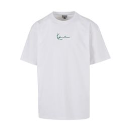 T-Shirt Karl Kani "Karl Kani Herren Karl Kani Small Signature Green Logo Tee", Jungen, Gr. M, wei&szlig;, 100% Baumwolle, oversize, Rundhals, Shirts T-Shirt