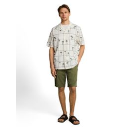 Kurzarmshirt Tom Tailor Denim, Jungen, Gr. L, wool wei&szlig; palm embro design, Single Jersey, Obermaterial: 50% Baumwolle, 50% Viskose, bestickt, normal h&uuml;ftbedeckend, V-Ausschnitt, abgerundeter Saum, Shirts, Sommerhemd mit Stickereien