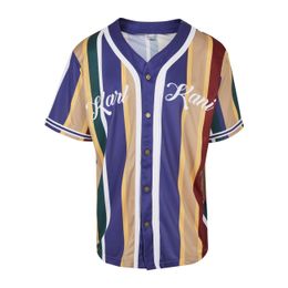 Kurzarmshirt Karl Kani "Karl Kani Herren", Jungen, Gr. S, multicolor, 100% Polyester, gestreift, normal, V-Ausschnitt, Shirts