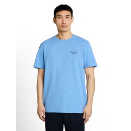 Kurzarmshirt Tom Tailor, Jungen, Gr. L, surf blau, Single Jersey, Obermaterial: 60% Baumwolle, 40% Polyester, meliert, regular fit h&uuml;ftbedeckend, Rundhals, abgesteppte Kante, Shirts, Sommershirt mit kleinem Logo-Print