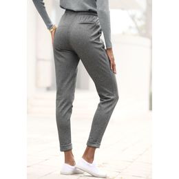 Jogger Pants Vivance "aus bequemen Stretchstoff", Damen, Gr. 34, N-Gr, grau (grau gestreift), Stoff, Obermaterial: 78% Polyester, 20% Viskose, 2% Elasthan, gestreift, figurumspielend kn&ouml;chelfrei, Hosen, mit Streifenmuster, Schlupfhose, schmaler Schnitt, Sommerhose, Topseller