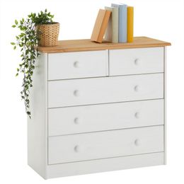 Idimex Kommode, Wei&szlig;, Braun, Holz, Kiefer, Vintage, 79x74x35 cm, FSC Mix, Wohnzimmer, Kommoden & Sideboards, Kommoden