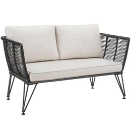 TecTake Garten-Loungesofa, Anthrazit, Textil, 131x71x67 cm, Loungem&ouml;bel, Outdoorsofas