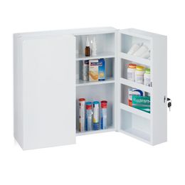 Relaxdays Medizinschrank, Wei&szlig;, Metall, 52.5x53x19.5 cm, Badezimmer, Badezimmerschr&auml;nke, Medizinschr&auml;nke