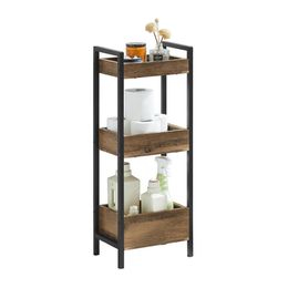 sobuy Badregal, Braun, Holzwerkstoff, 28x74x20 cm, Badezimmer, Badezimmerregale, Badregale