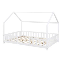 [en.casa] Hausbett, Wei&szlig;, Holz, Kiefer, 120x200 cm, Kinder- & Jugendzimmer, Kinderm&ouml;bel, Kinderbetten, Hausbetten