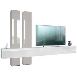 Vladon Wohnwand, Sand, Holzwerkstoff, 330x204x39 cm, Wohnzimmer, Wohnzimmer-Sets & Serien, Komplette Wohnw&auml;nde