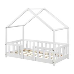 [en.casa] Hausbett, Wei&szlig;, Holz, Kiefer, 70x140 cm, Kinder- & Jugendzimmer, Kinderm&ouml;bel, Kinderbetten, Hausbetten
