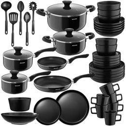 TecTake K&uuml;chenstarterset, Schwarz, Keramik, Rund, Kochen, K&uuml;chenhelfer, K&uuml;chenhelfer Sets
